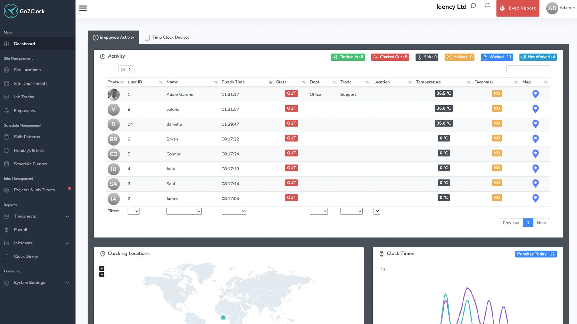 Go2Clock Cloud Hosted Time & Attendance System - Idency